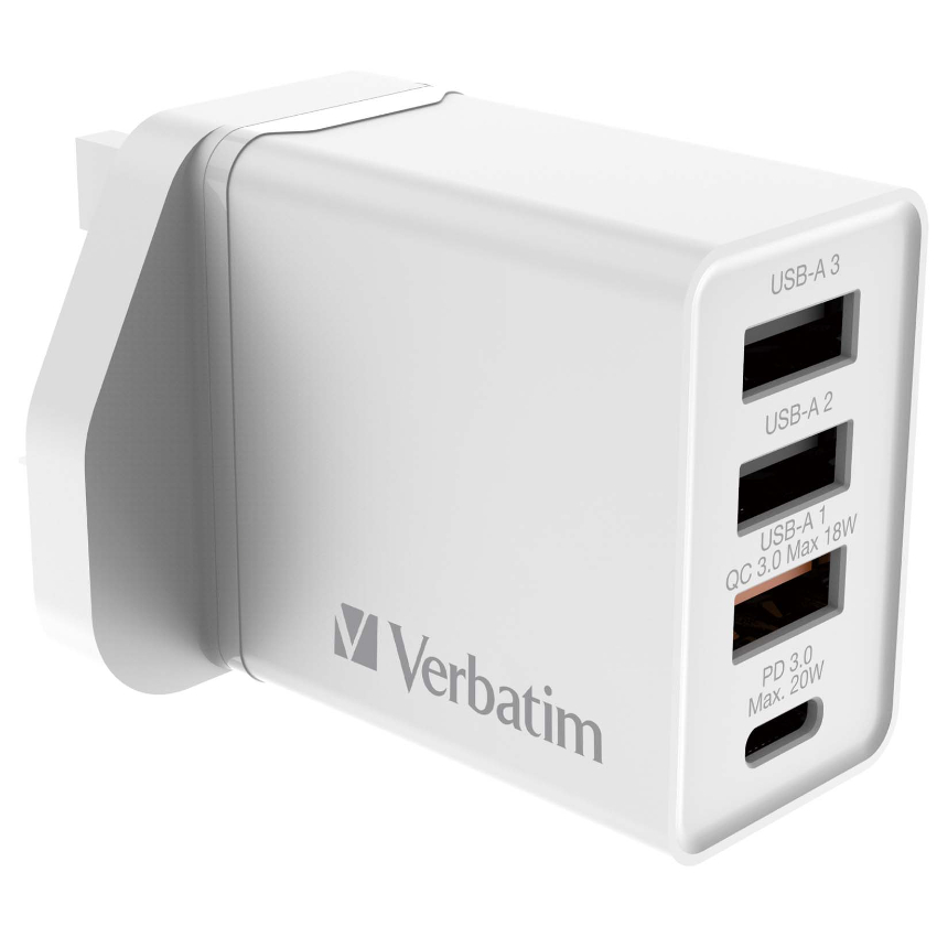 Verbatim 4 端口 30W PD & QC 3.0 USB 充電器 | 衛訊 Wilson - 網購手機、電子潮物、生活家電